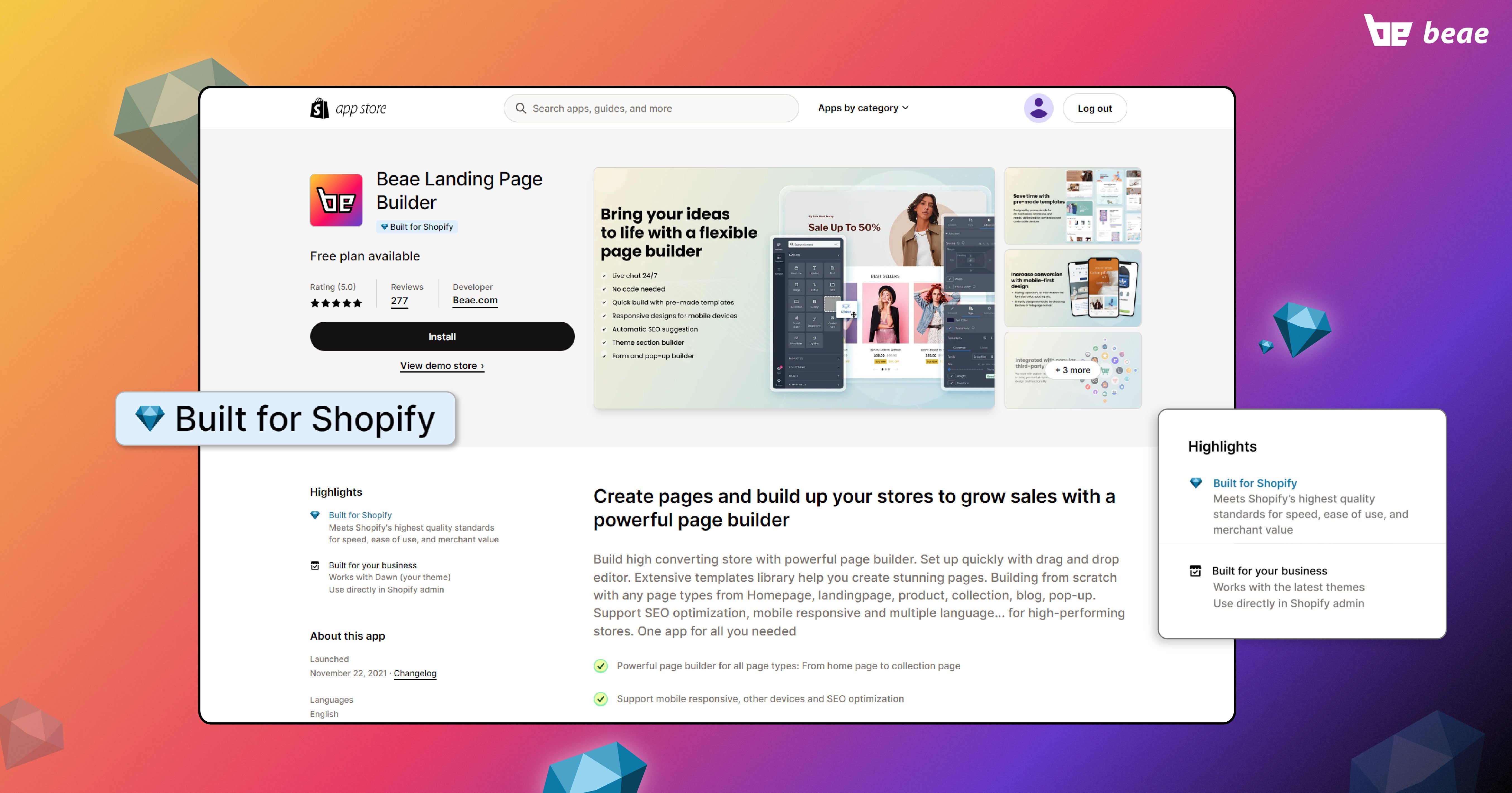 Beae Proudly Earns The Coveted “Built for Shopify” Badge